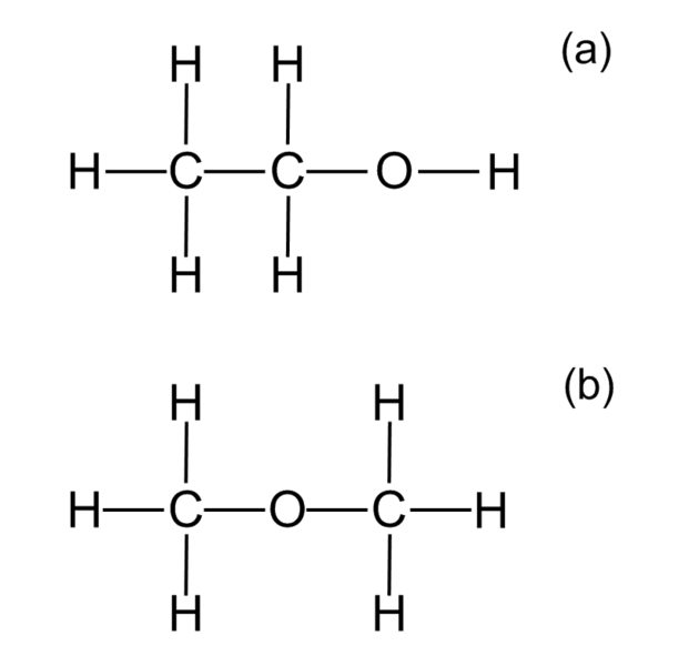 Ficheiro:Fórmulas de estrutura de isómeros constitucionais- (a) etanol ...